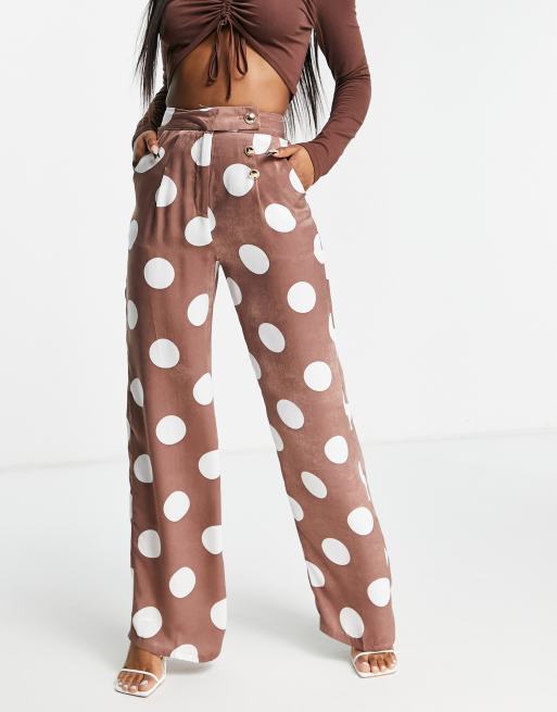 Outrageous Fortune wide leg pants in brown spot | ASOS