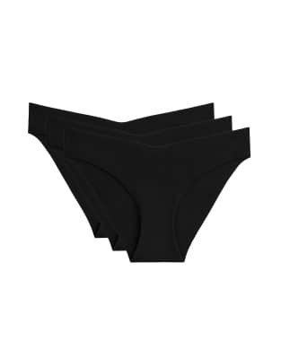 OYSHO 3 invisible v-cut polyamide blend classic bikini briefs in black ...