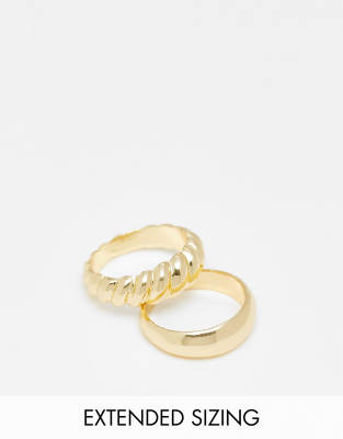Pack de 2 anillos dorados con diseño abombado de DesignB London | ASOS