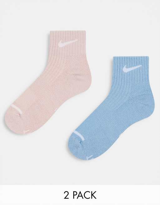 Pack De 2 Pares De Calcetines Tobilleros De Color Azul Y Rosa Unisex
