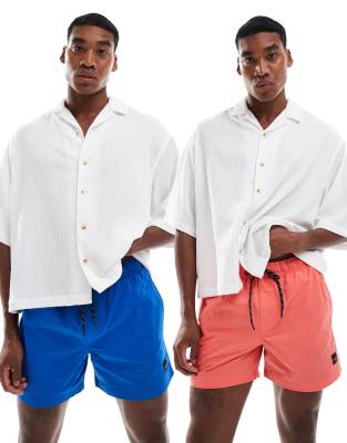 Pack de 2 shorts de baño de color rosa y azul de Jack & Jones | ASOS