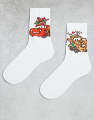 Pack de 2 pares de calcetines blancos para Navidad con estampado ...