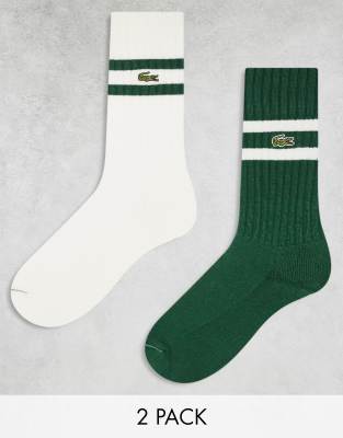 Pack de 2 pares de calcetines tobilleros de color blanco y verde con ...