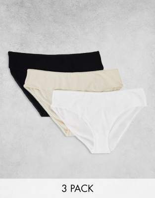 Pack de 3 braguitas de color negro, blanco y beis de algodón Aina de ...