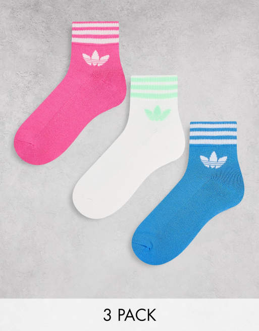 Pack De 3 Pares De Calcetines Tobilleros De Color Rosa Y Azul Adicolor