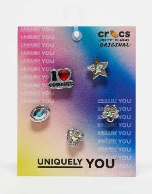 Pack de 5 charms plateados de estilo wéstern I Heart Cowboys de Crocs ...