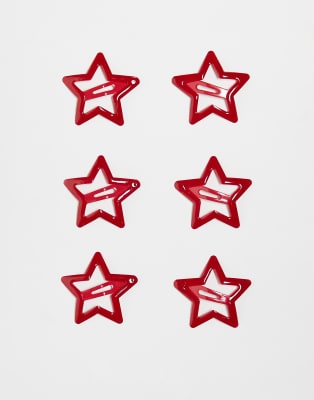 Pack de 6 pinzas para el cabello rojas en forma de estrella de ASOS ...
