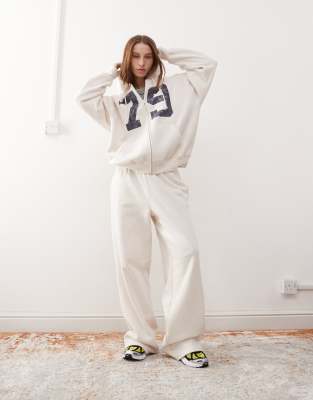 Pacsun zip through logo hoodie co-ord in cream marl | ASOS