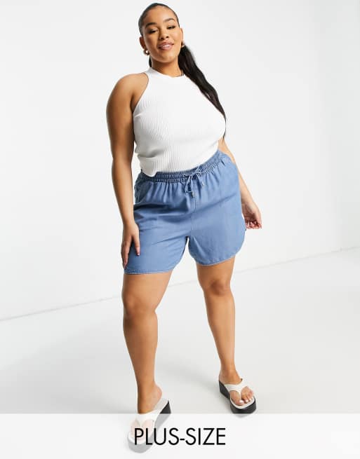 Pantalones Cortos Azules De Cambray De Vero Moda Curve Asos
