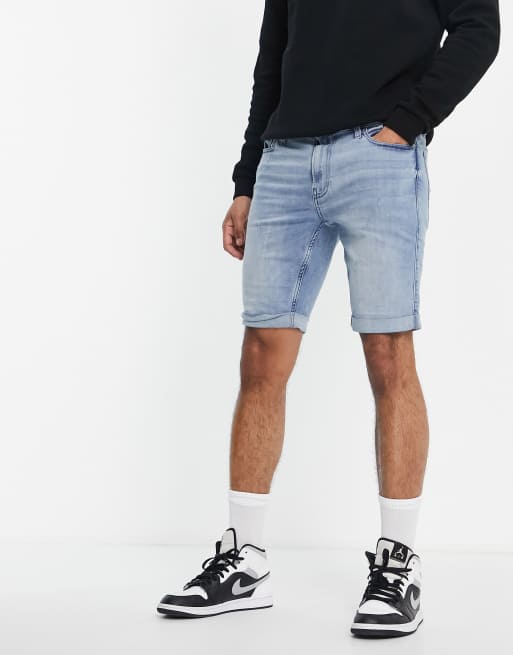 Pantalones Cortos Vaqueros Con Lavado Claro De Corte Superpitillo De