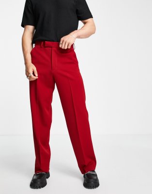 Pantalones de vestir color bermellón de pernera ancha de ASOS DESIGN | ASOS