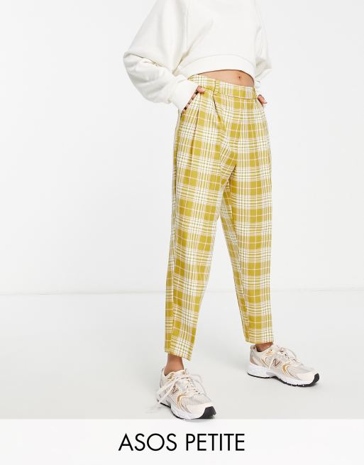 Pantalones De Vestir Color Lima A Cuadros De Corte Tapered De Asos