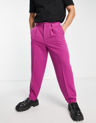 Pantalones de vestir morado medio de corte tapered extragrande de ASOS ...