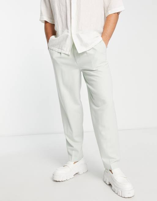 Pantalones De Vestir Verde Menta De Corte Tapered Extragrande De Asos