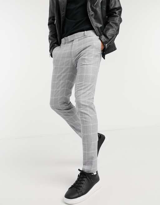Pantalones Pitillo De Vestir Con A Cuadros Grises Claro De Topman Asos
