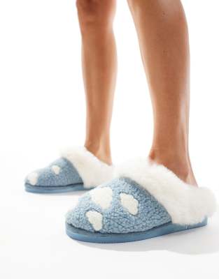 Pantuflas azules con nubes bordadas Zibby de ASOS DESIGN | ASOS