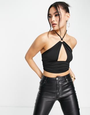 Parisian - Crop top dos nu d'ensemble avec découpe - Noir | ASOS