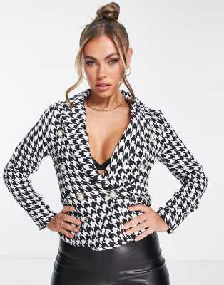 Parisian double breasted blazer in houndstooth | ASOS