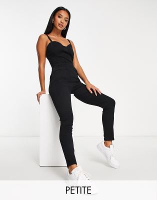 Parisian Petite denim cami strap jumpsuit in black | ASOS