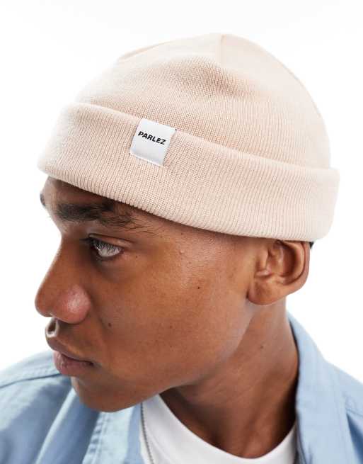 Parlez flathom short beanie in off white | ASOS