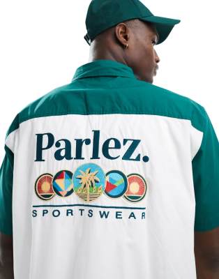Parlez short sleeve shirt with embroidered back in multi | ASOS