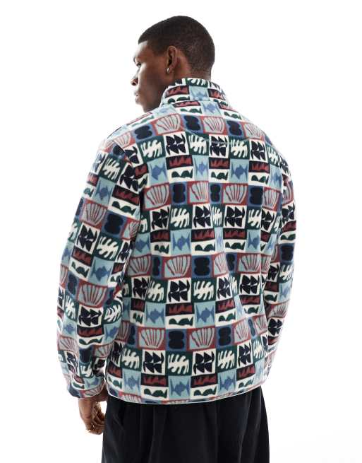 Parlez Vassar zip through printed fleece in multi | ASOS