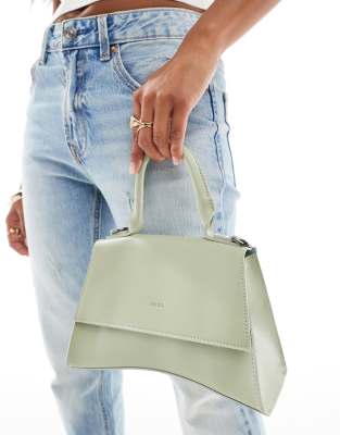 PASQ mini curved bottom grab bag with cross body strap in lime cream | ASOS