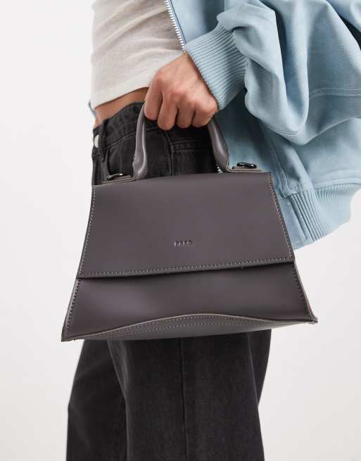 PASQ mini curved bottom purse with cross body strap in gray | ASOS