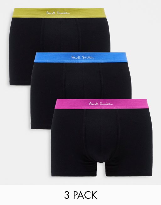 Paul Smith 3 pack trunks in black with contrast waistband | ASOS
