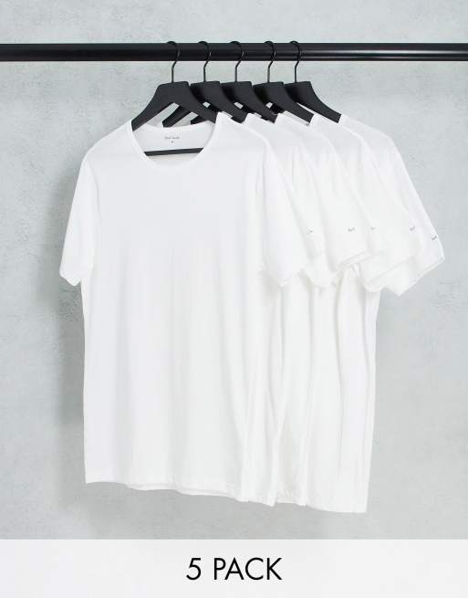 Paul Smith 5 pack logo t-shirts in white | ASOS