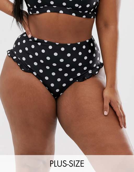 Peek And Beau Curve Exclusive Eco High Waist Bikini Bottom With Ruffles