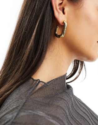 Petit Moment naples rectangular chunky hoop earrings in gold | ASOS