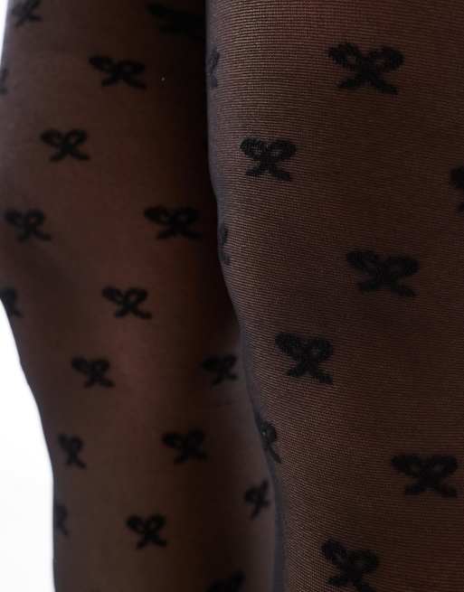 Pieces 20 denier bow tights in black | ASOS