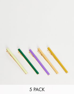 Pieces 5 pack hair slides in multi | ASOS