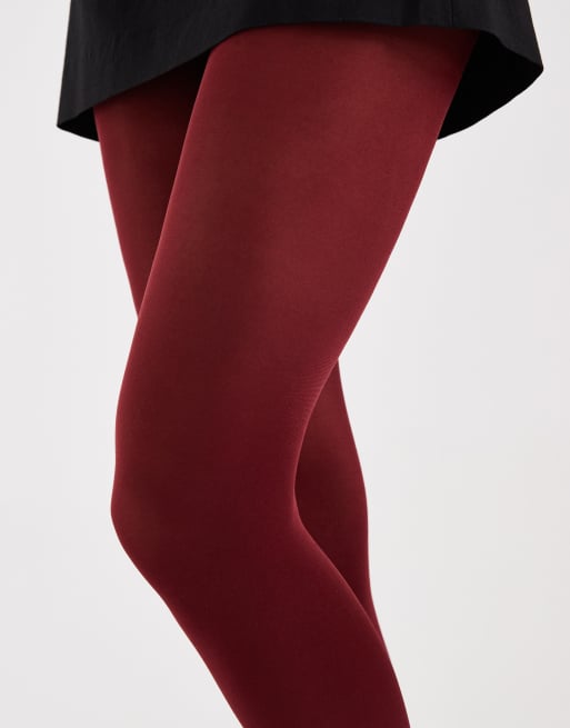 Pieces 80 denier tights in burgundy | ASOS