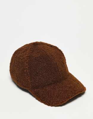 Pieces borg cap in chocolate brown | ASOS