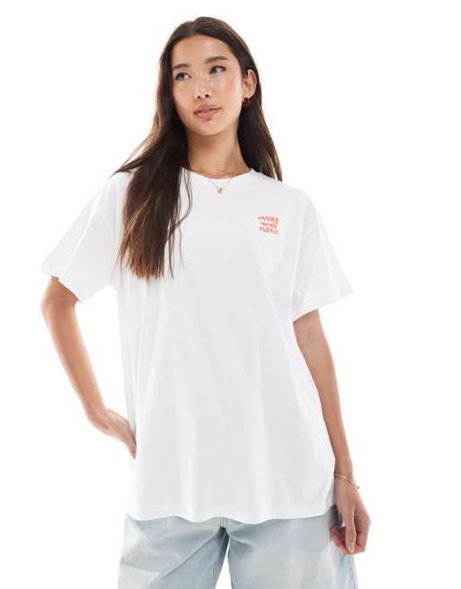 PIECES Cin Cin oversized graphic t-shirt in white | ASOS