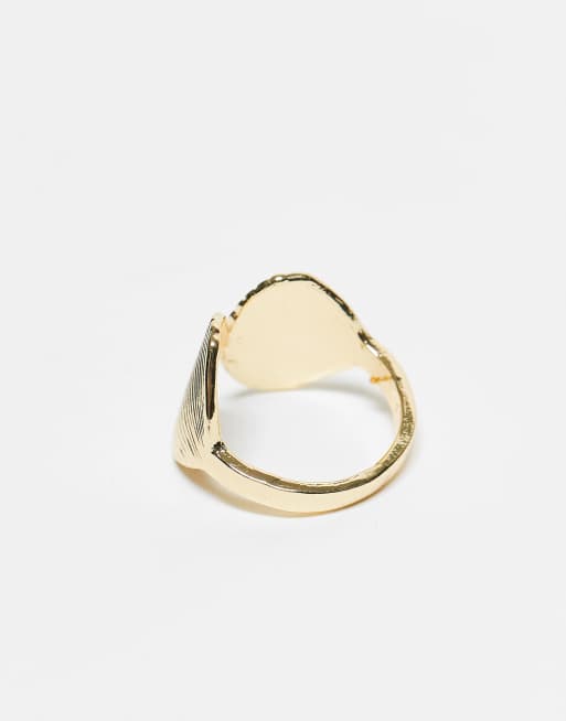 Pieces clam shell adjustable ring in gold tone | ASOS
