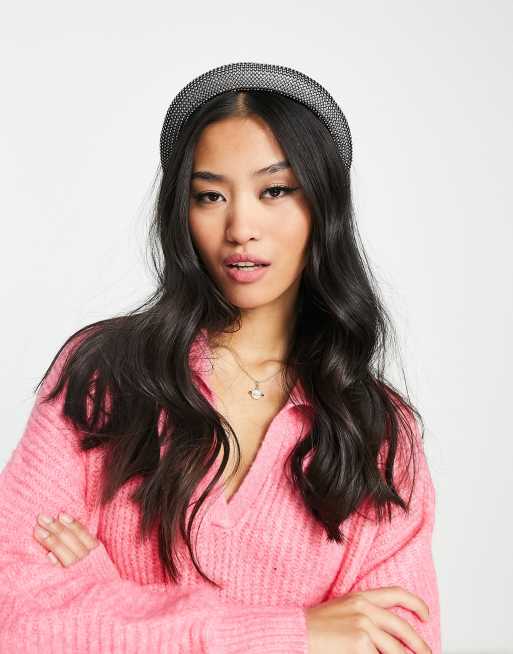 Pieces crystal headband in black | ASOS