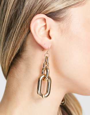 Pieces drop chain link earrings in gold | ASOS