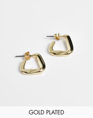 Pieces Exclusive 18k plated geometric hoops in gold | ASOS