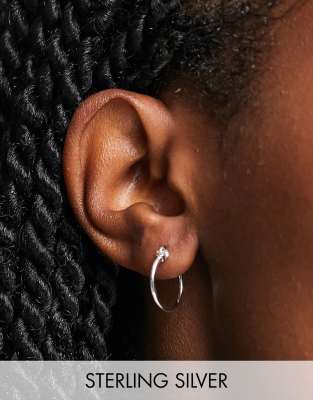 Pieces exclusive 18K sterling silver small hoops in silver | ASOS