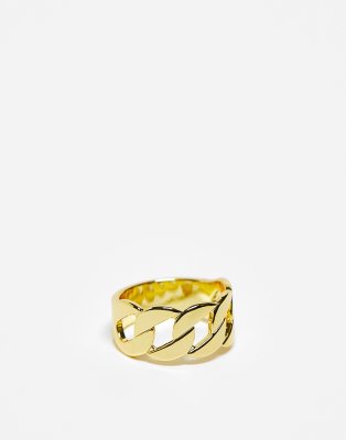 Pieces Fine gold plated chain ring in gold | ASOS