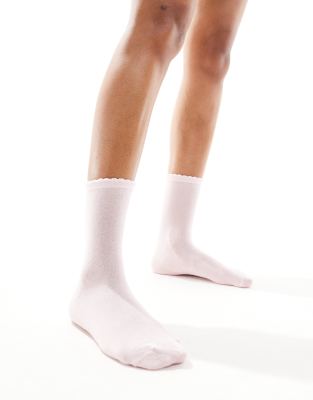 Pieces glitter socks in light pink | ASOS