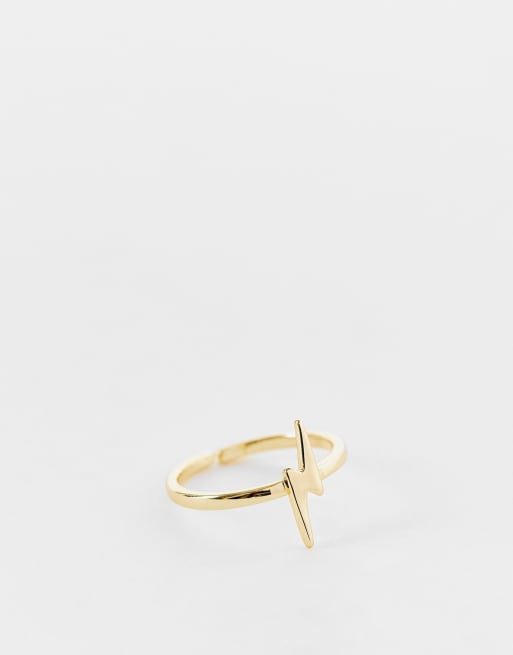 Pieces – Goldfarbener Ring mit Blitz-Design | ASOS