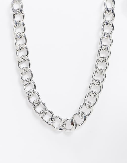Pieces Ketting Met Diverse Grove Schakels In Zilver Asos
