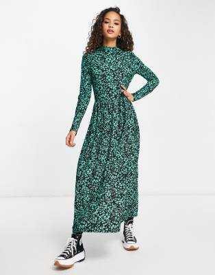 Pieces – Maxikleid in Schwarz mit Blumenmuster | ASOS