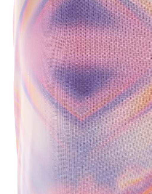 Pieces mesh maxi skirt in pink multi ombre | ASOS