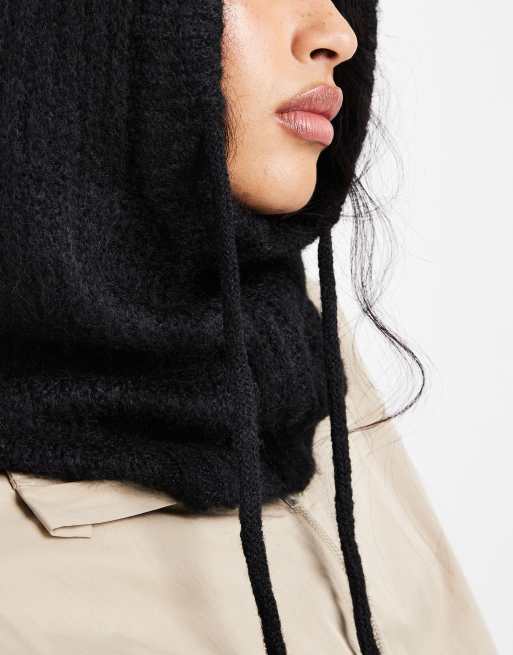 Pieces oversized balaclava snood in black | ASOS