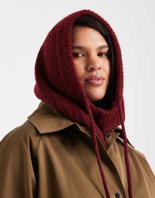 Pieces oversized balaclava snood in burgundy melange | ASOS